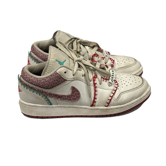 Nike | Shoes | Nike Air Jordan Girls 65 Low White Light Bordeaux Knit Shoes Dm937 Womens 8 ...